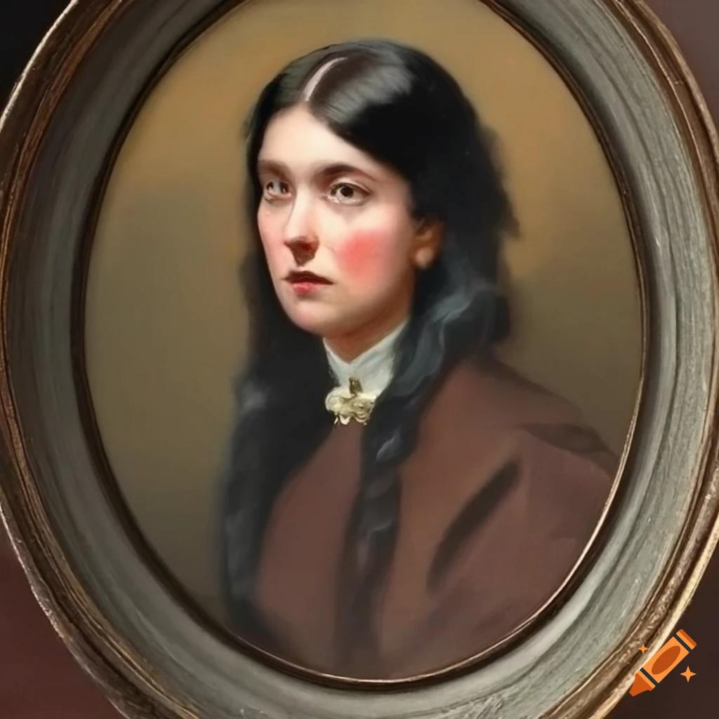 Portrait of a pretty brunette woman in a haunted house style on Craiyon