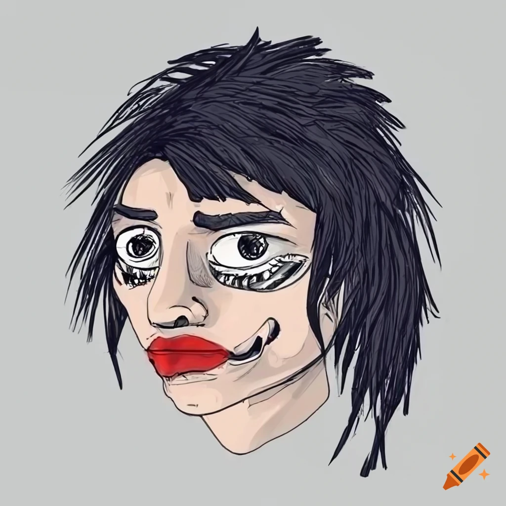 Hand-drawn illustration of a gothic cartoon character on Craiyon