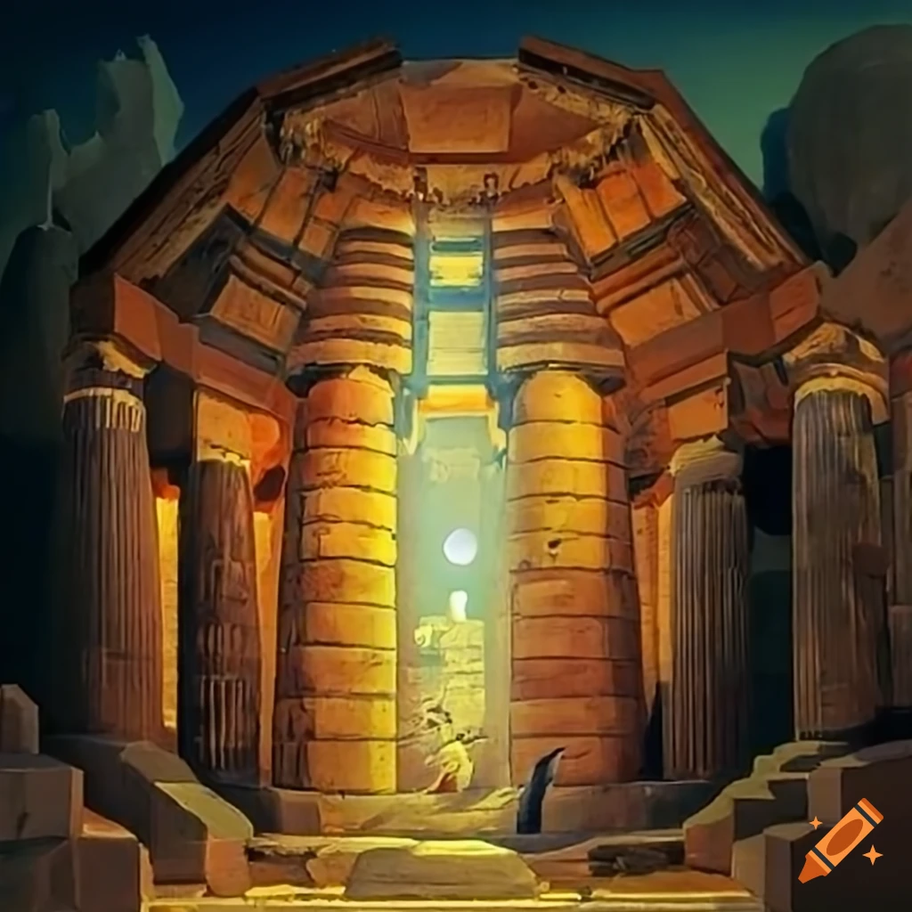 Inscription of 'know thyself' above a temple door on Craiyon