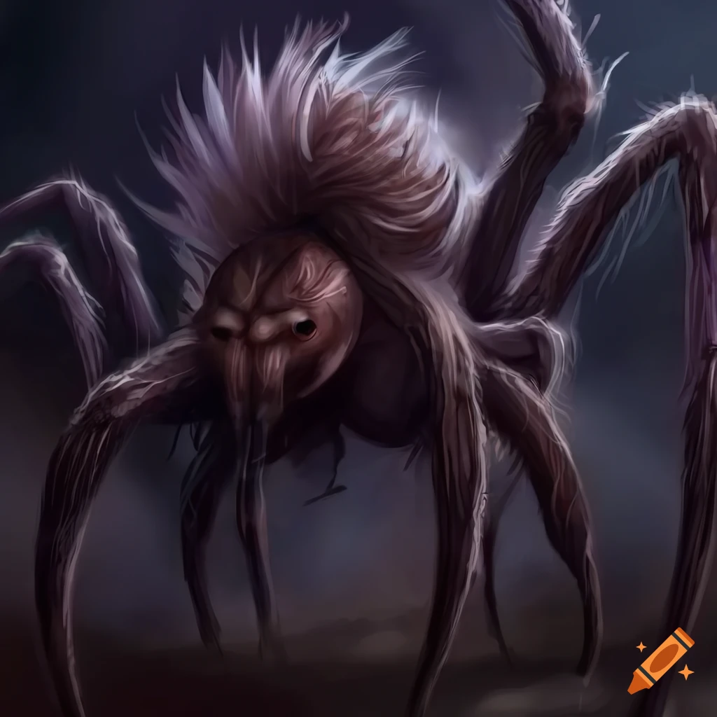 Digital painting of a horse-spider hybrid creature on Craiyon