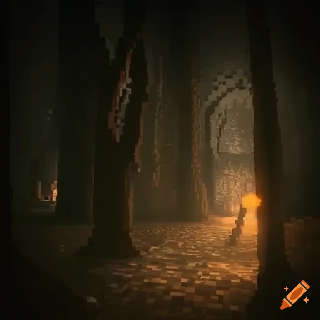 Spooky scene in minecraft on Craiyon