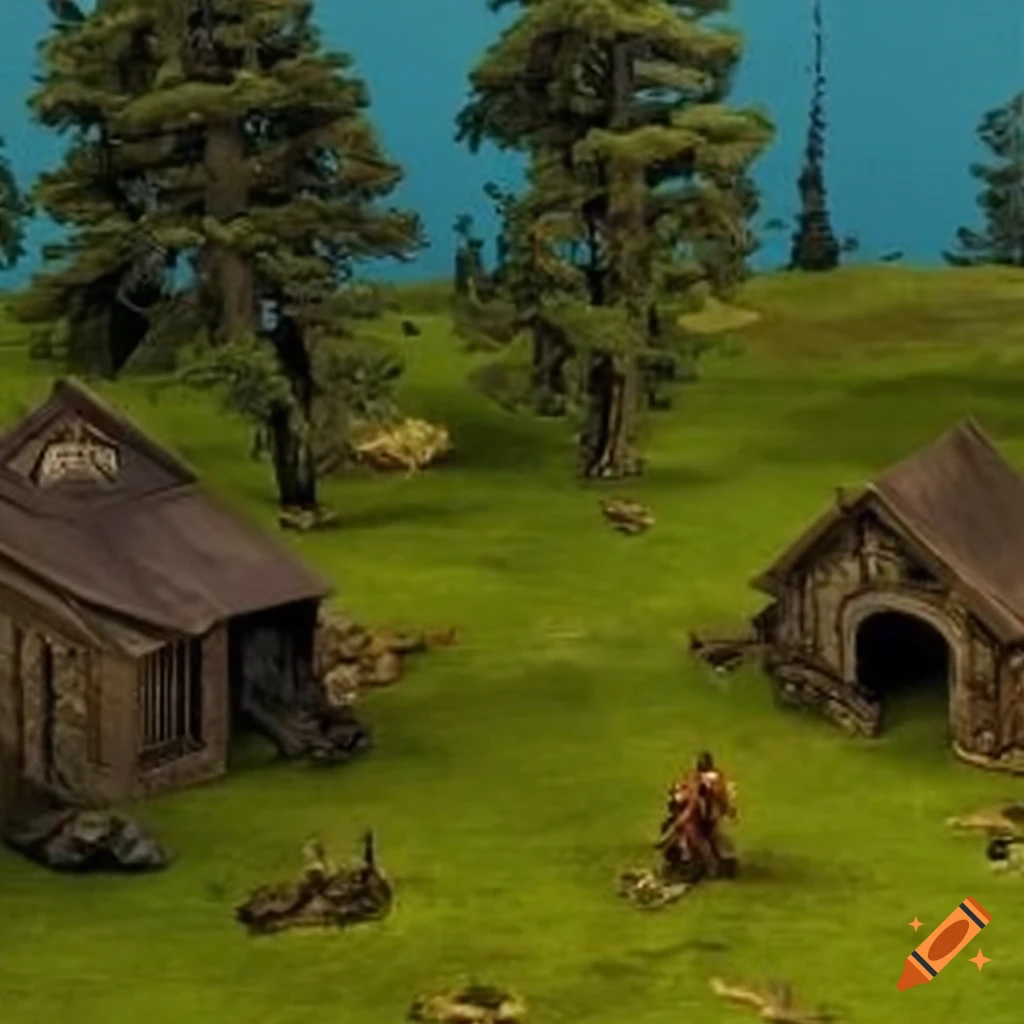 Origami papercraft model of a medieval village on Craiyon