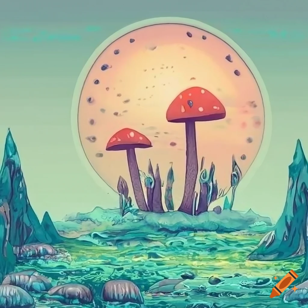 Surrealistic mushroom landscape