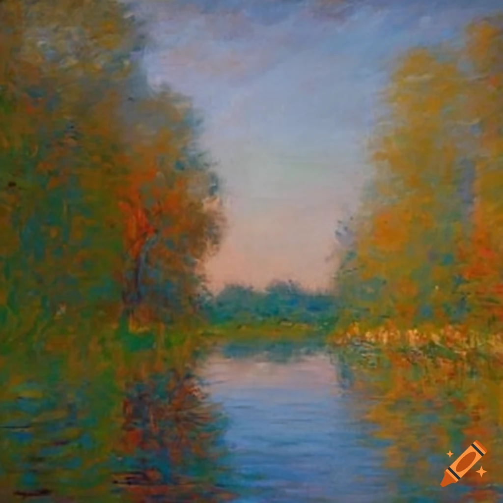 A beautiful countryside landscape, painted with oil,monet on Craiyon