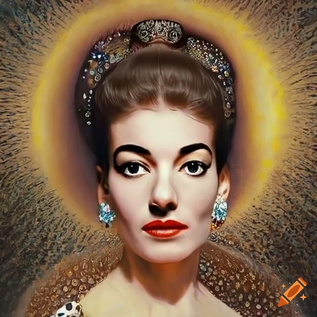 Album cover of Maria Callas with Gustav Klimt inspired art on Craiyon