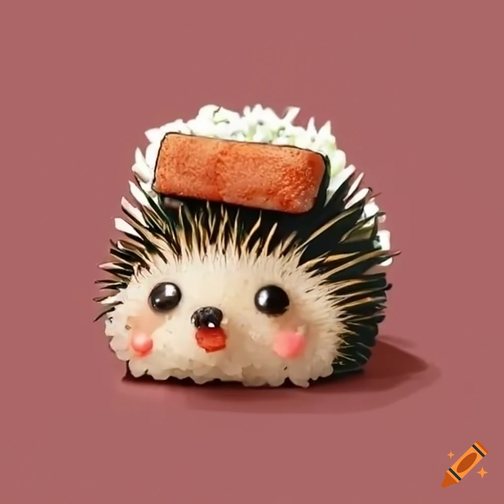 Cute hedgehog musubi snack on Craiyon