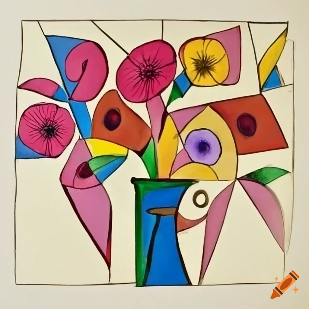 Abstract flowers in cubist style