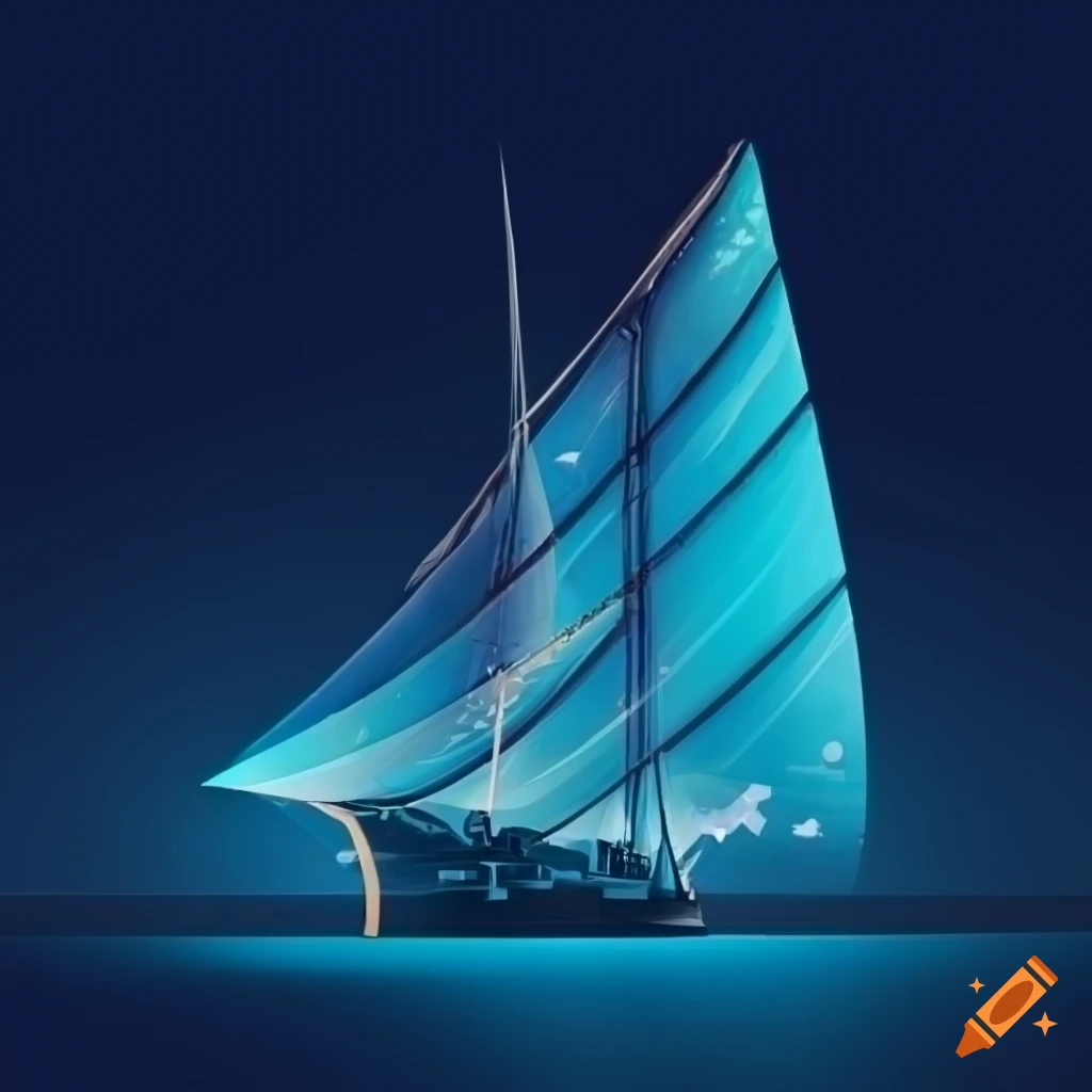 Vector art of a futuristic space sail ship