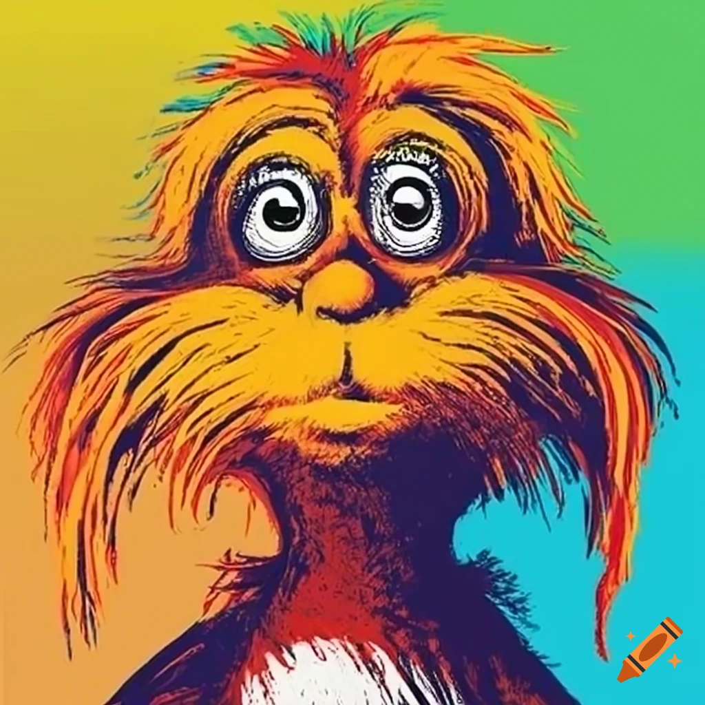 Pop art of the lorax in andy warhol style on Craiyon