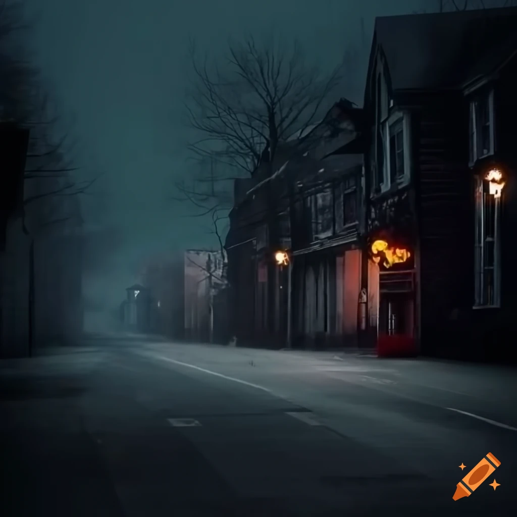 Spooky halloween decorations on empty streets on Craiyon