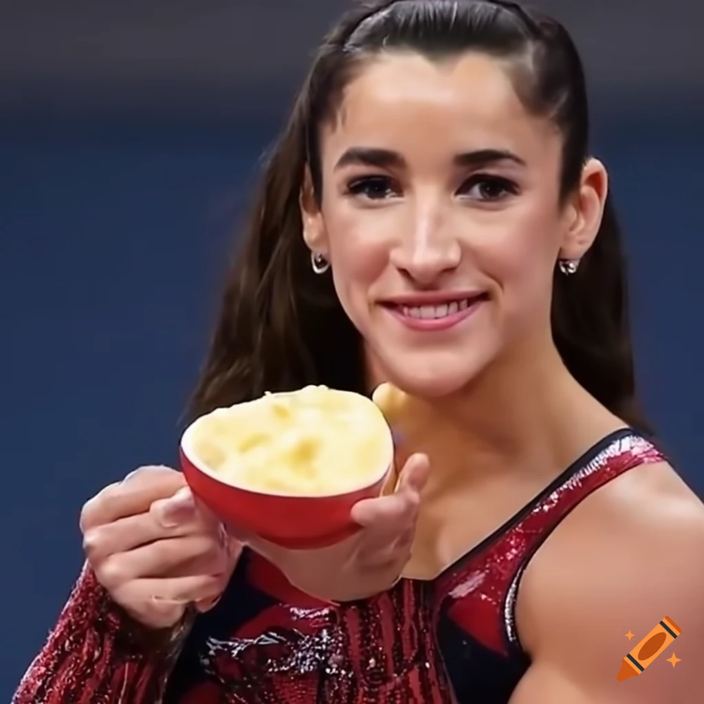 Aly raisman enjoying delicious queso on Craiyon