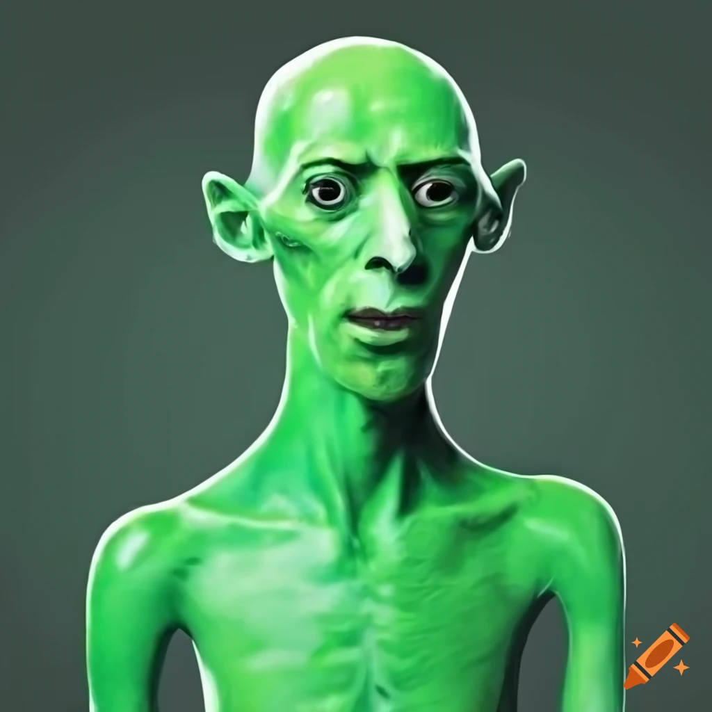 Cartoon of a green man casting his vote on Craiyon