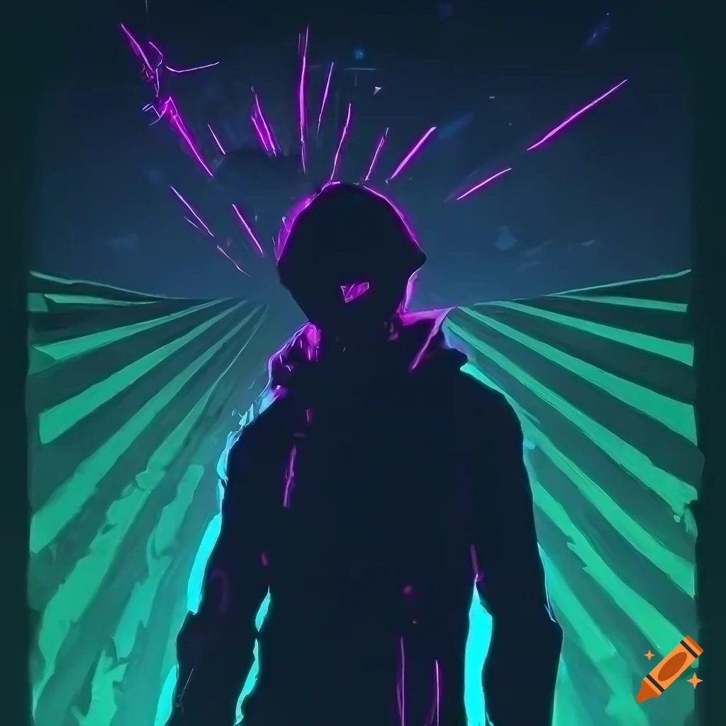 Post-apocalypse character concept art with vaporwave colors on Craiyon