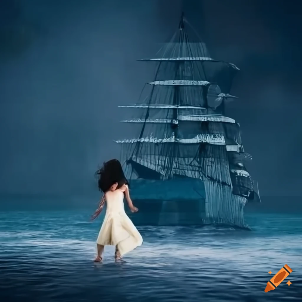 Captain sailing through a storm on Craiyon