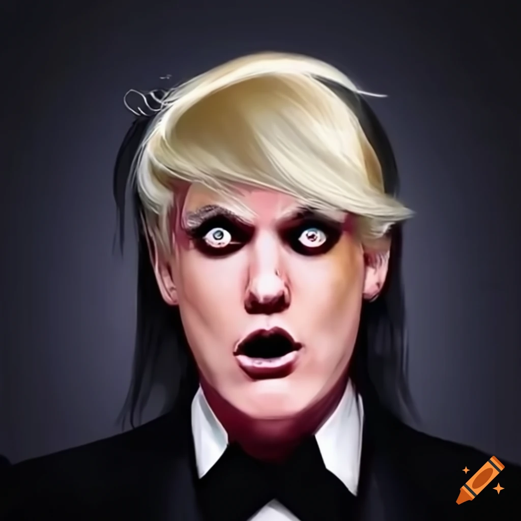 Satirical image of donald trump with emo styling on Craiyon