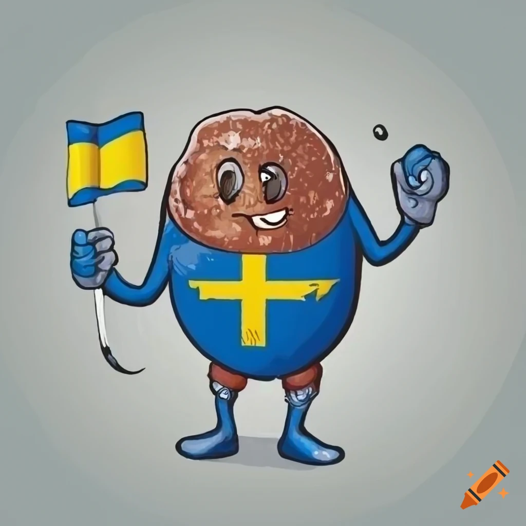 Cartoon character holding a swedish flag on Craiyon