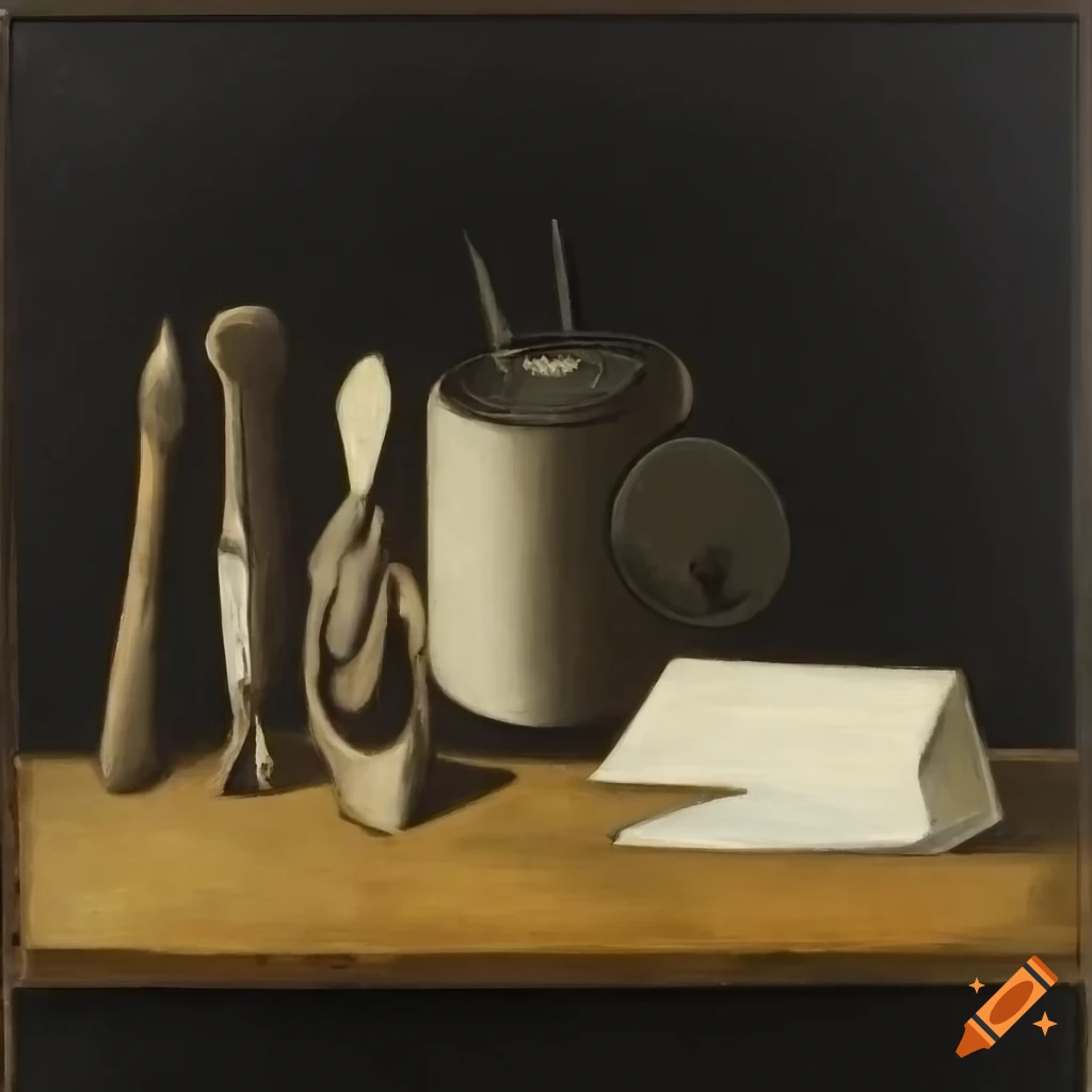 Austere painting of tools on a table