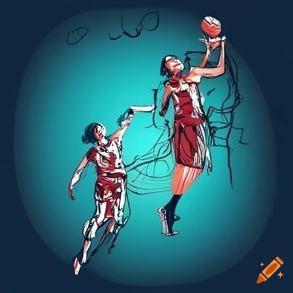 Basketball player guarding another player on Craiyon