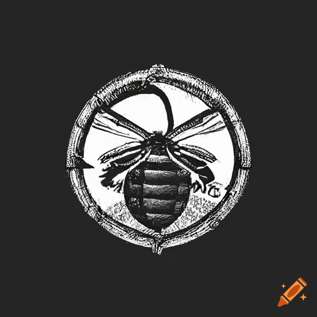 Nordic tribal bee tattoo design with red stinger on Craiyon