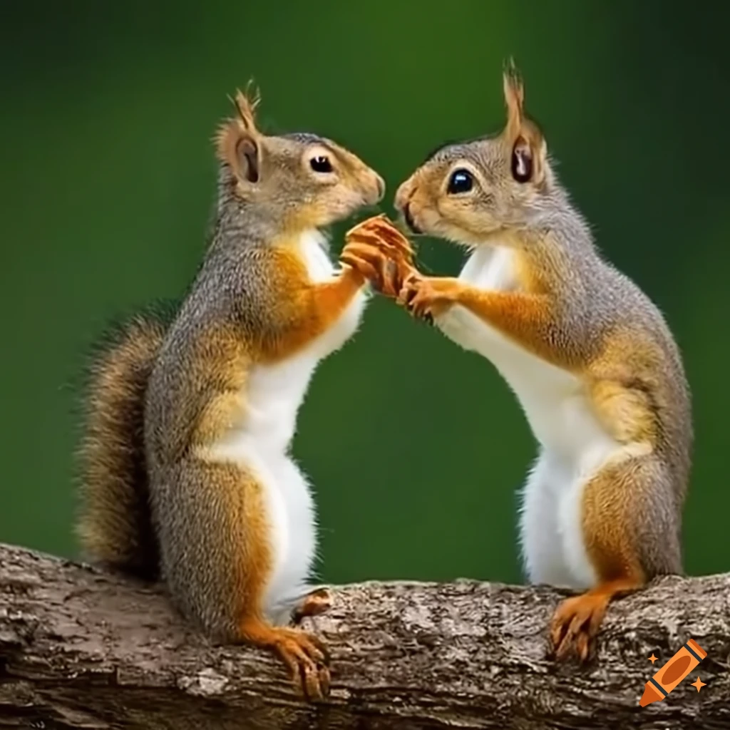Two squirrels sharing a sweet moment on Craiyon