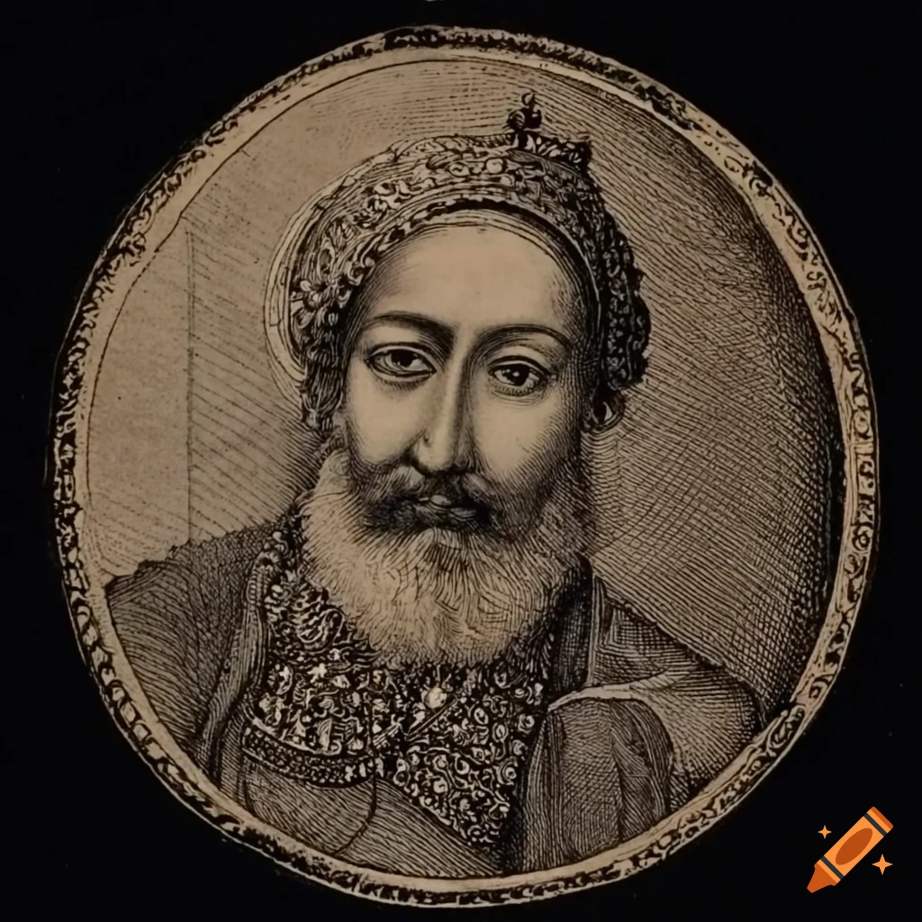 Old engraving of european shamsuddin ilyas shah 1600s on Craiyon