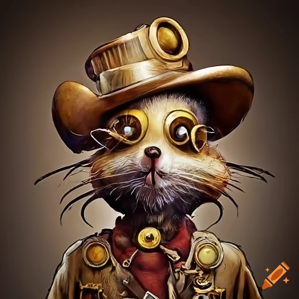 Steampunk mouse cowboy illustration on Craiyon