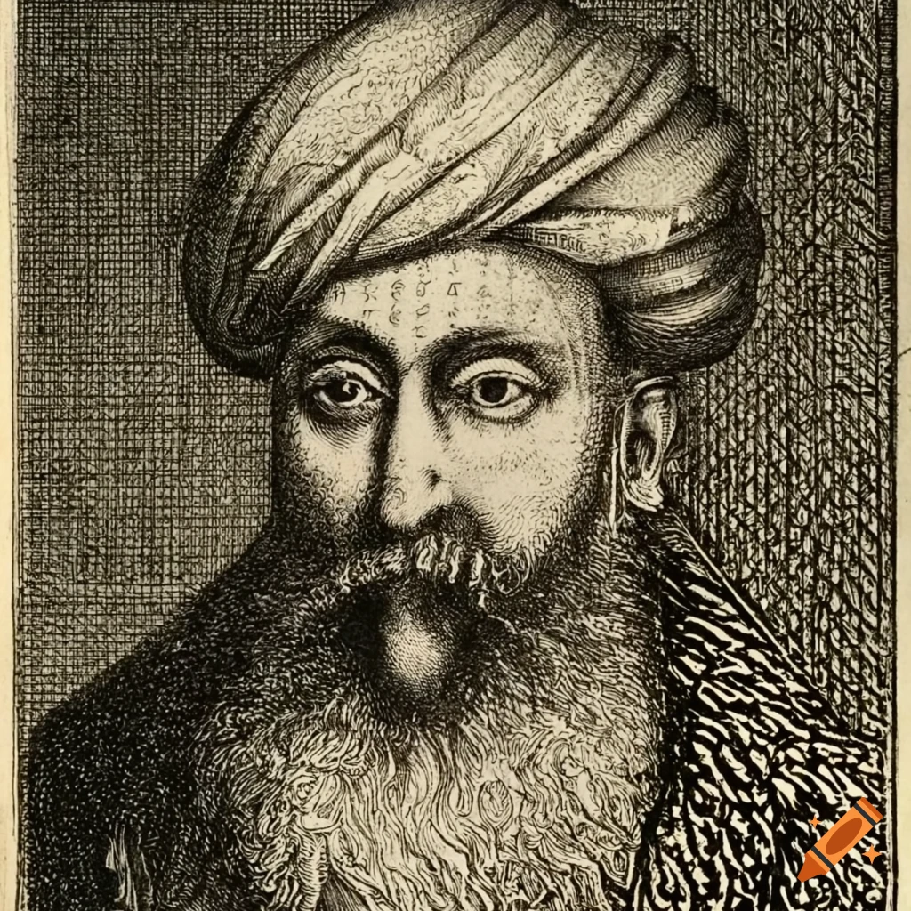 Old engraving of European shamsuddin Ilyas Shah 1600s on Craiyon