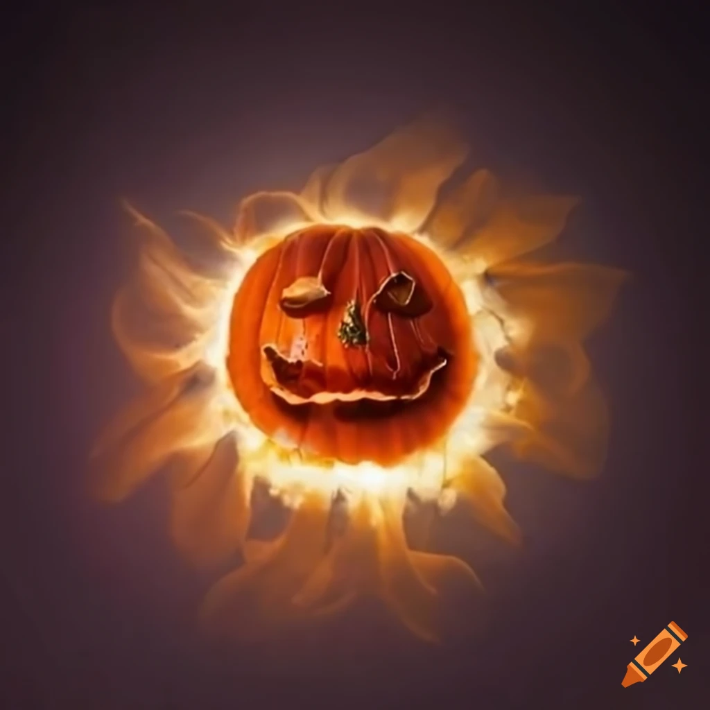 Artistic representation of a pumpkin solar eclipse on Craiyon