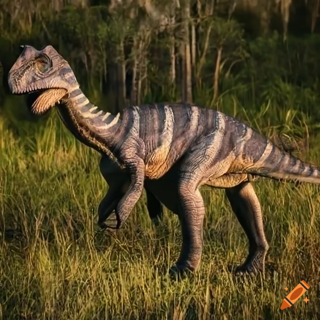 Two Hadrosaurus dinosaurs in Everglades landscape on Craiyon