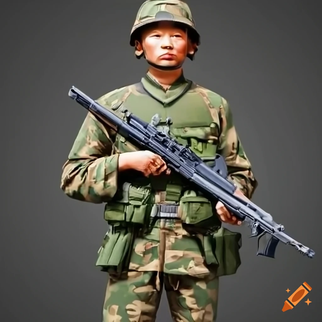 Chinese soldier with rifle on Craiyon