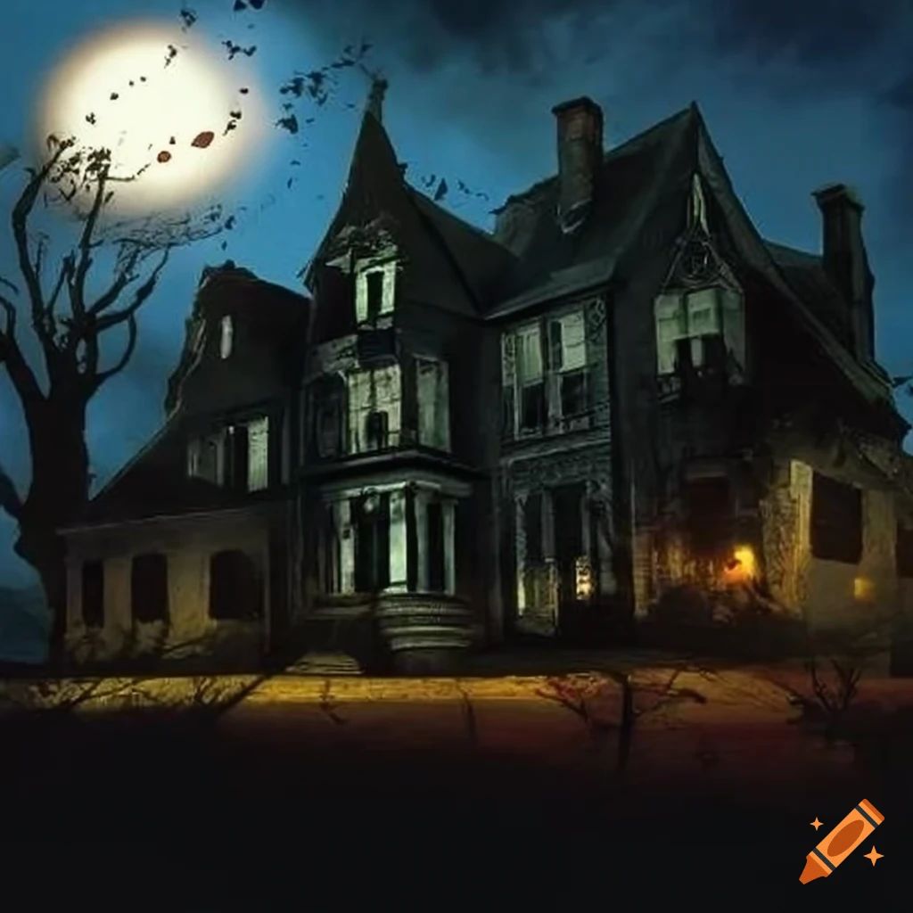 Image of a mysterious and ominous manor on Craiyon