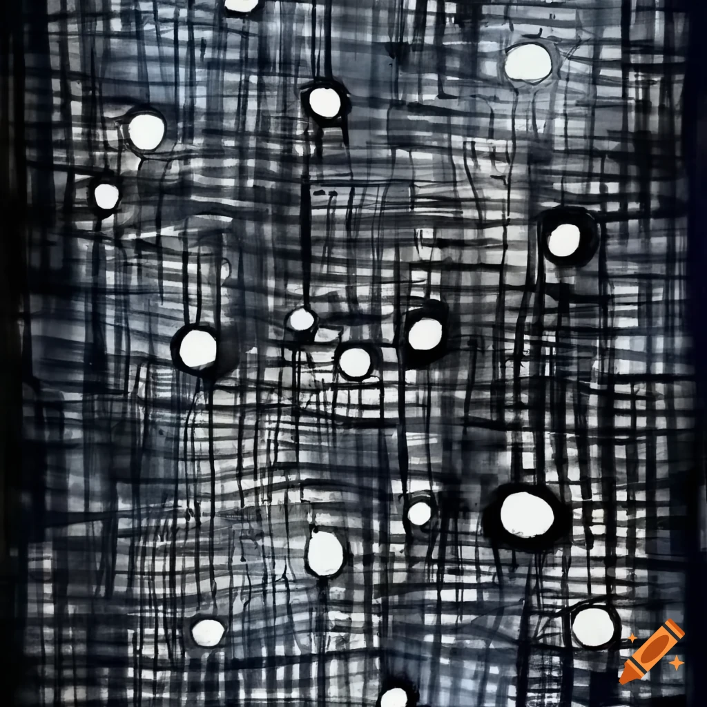 Geometric ink art on a page on Craiyon