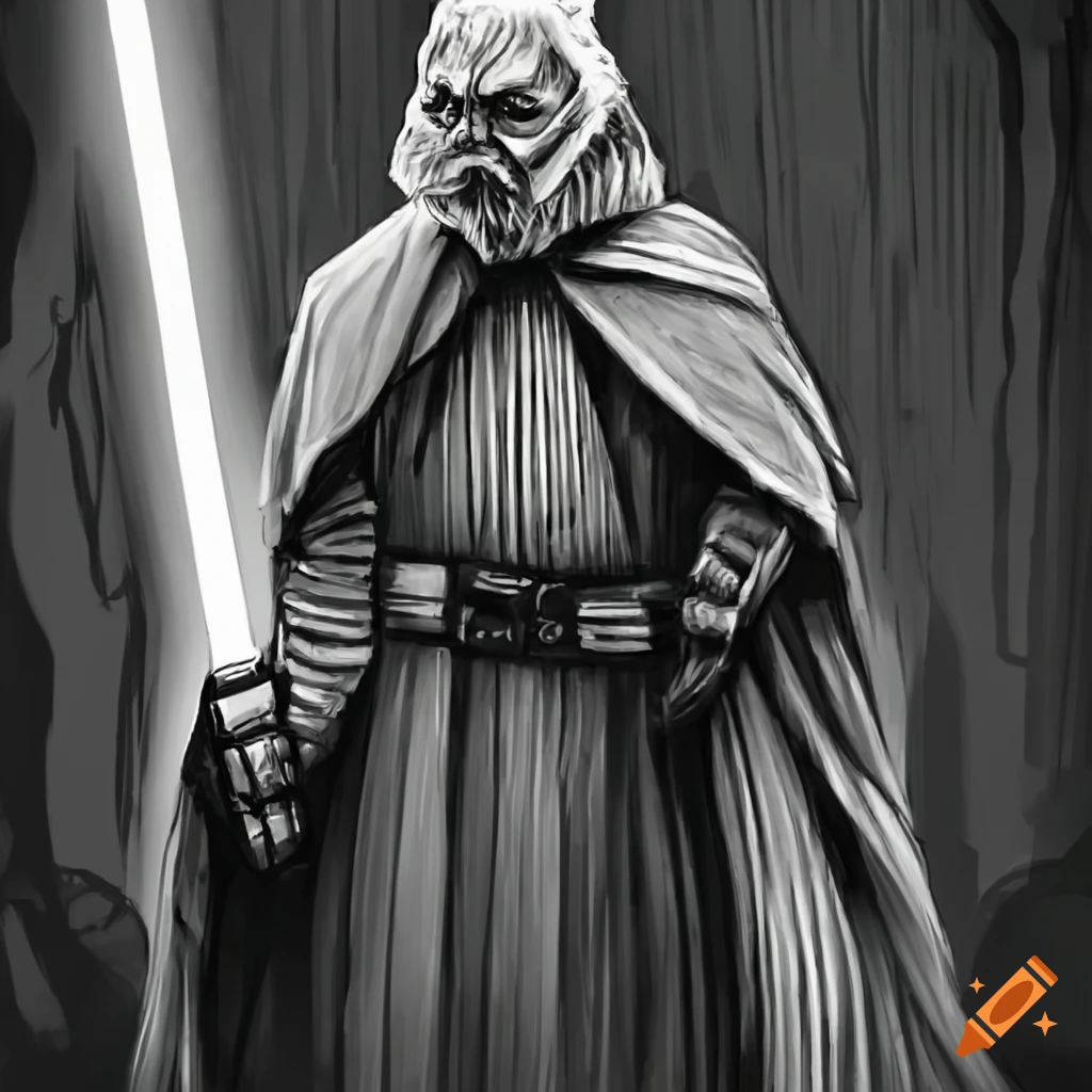 Star wars jedi with lightsaber surrounded by coffee beans on Craiyon