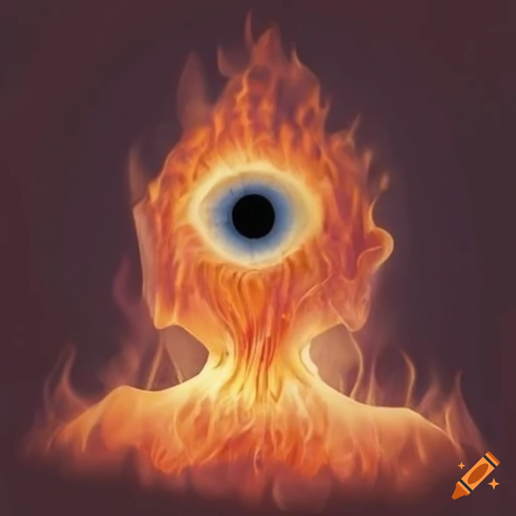 Image of a giant eye made of white fire on Craiyon