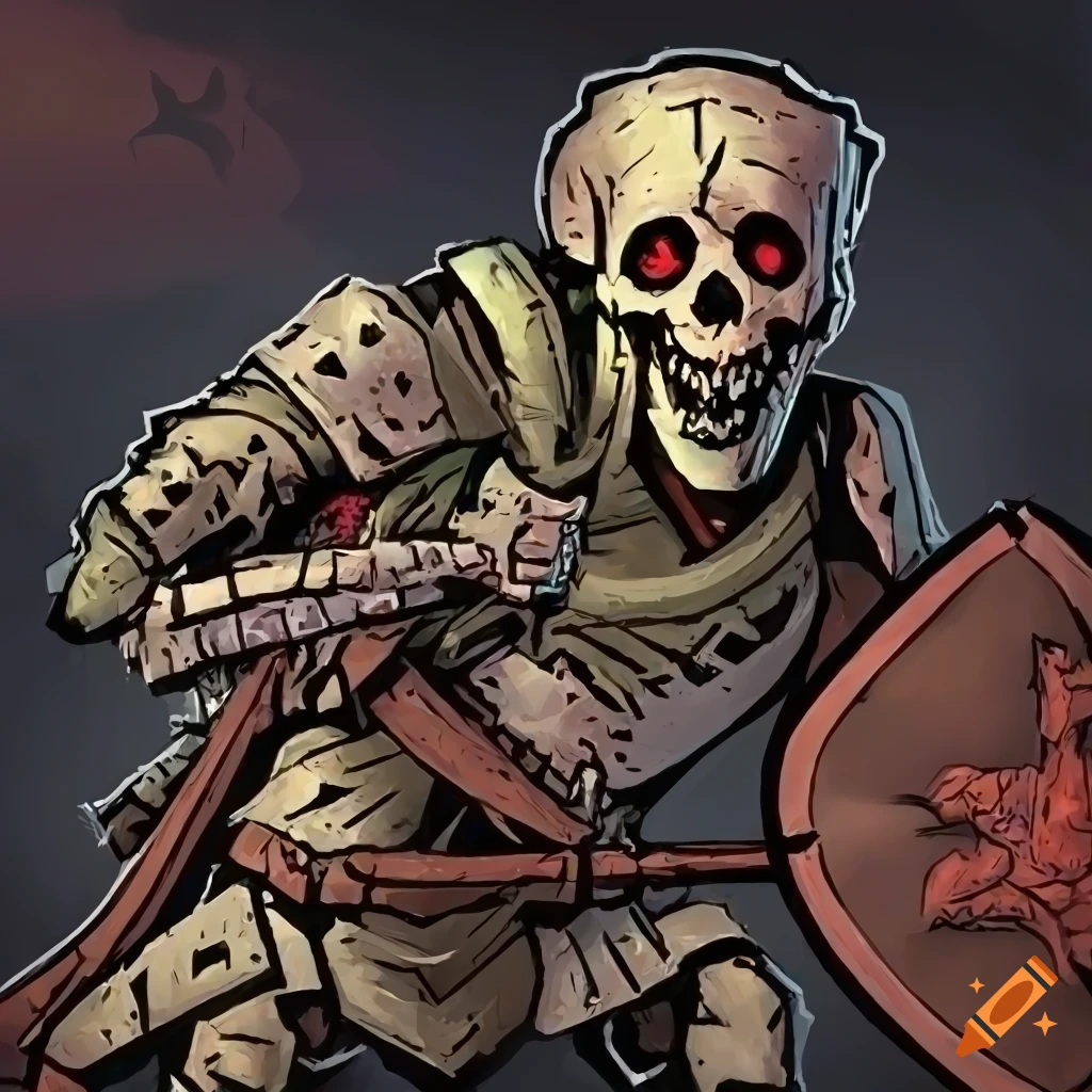 Fantasy artwork of a skeleton knight riding on a raptor dinosaur with a ...