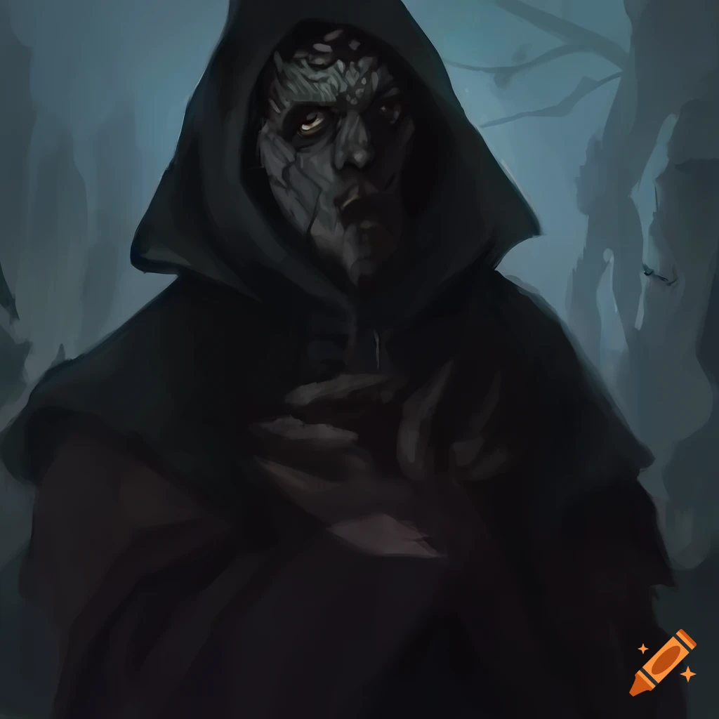 Dnd art of a mysterious robed man with bandaged face on Craiyon