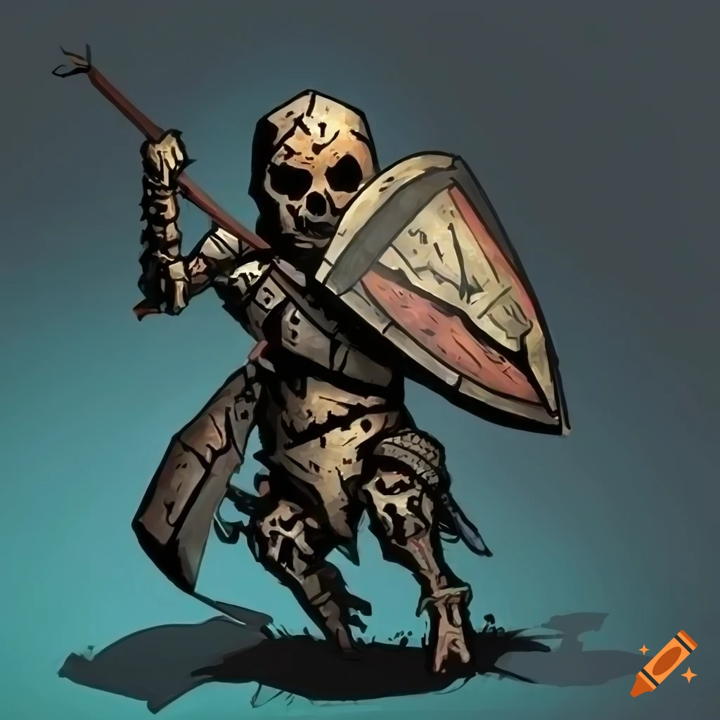 Fantasy artwork of a skeleton knight riding a raptor dinosaur on Craiyon