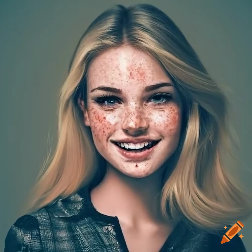 Portrait Of A Young Woman With Freckles And Dark Blonde Hair On Craiyon