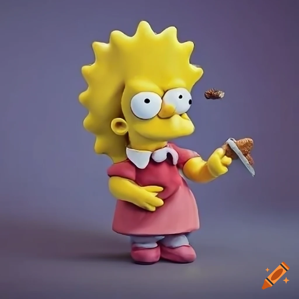 Claymation Lisa Simpson smoking cigar in Tim Burton style on Craiyon