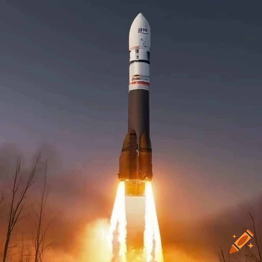 Rocket launching from Baikonur cosmodrome on Craiyon