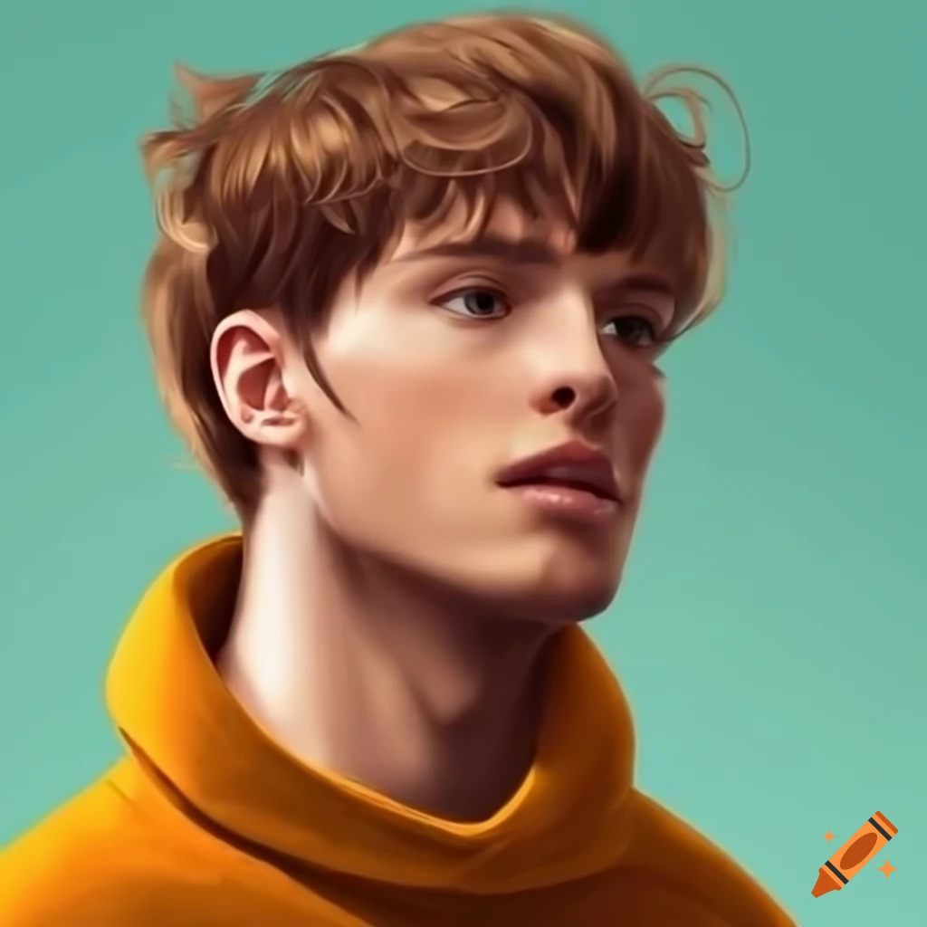 Handsome Man In A Sweatshirt With Brown Hair And Hazel Eyes