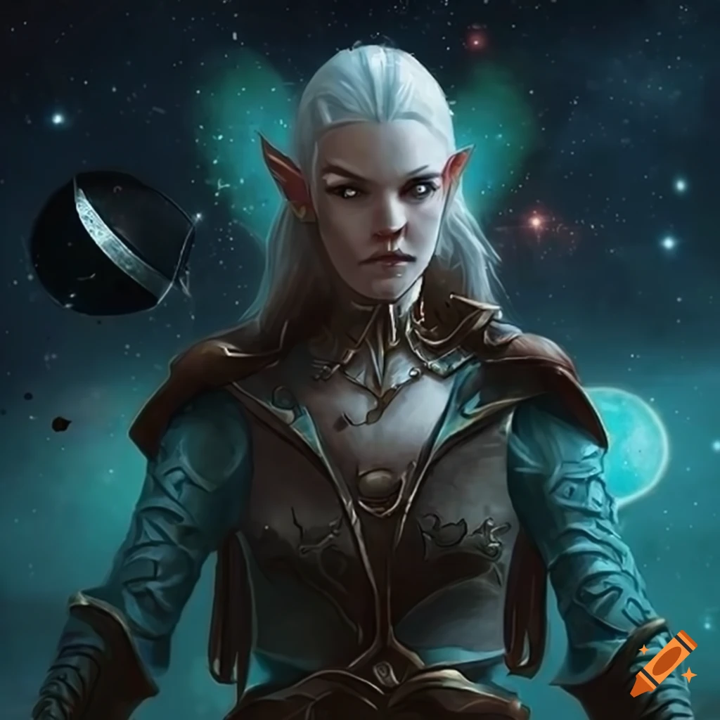 Image of an elven hero in space