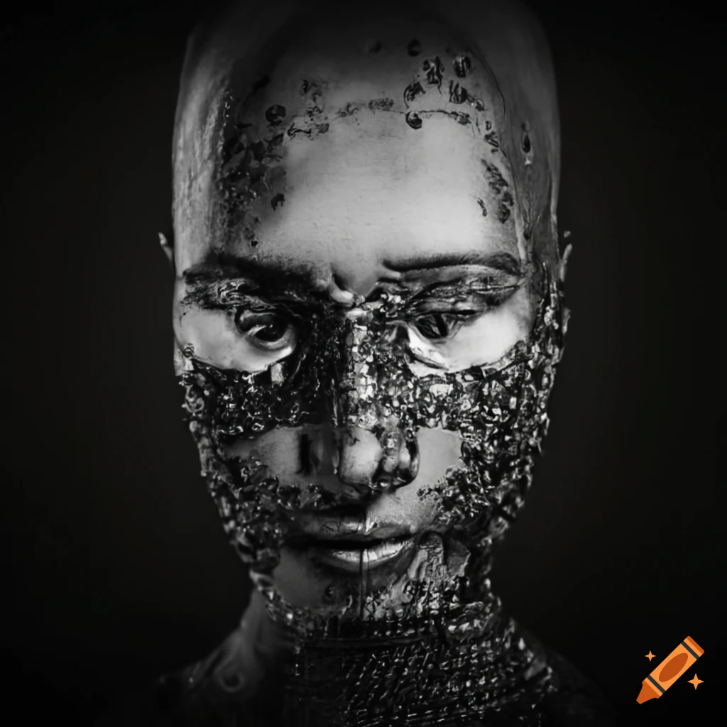 Metallic head sculpture design