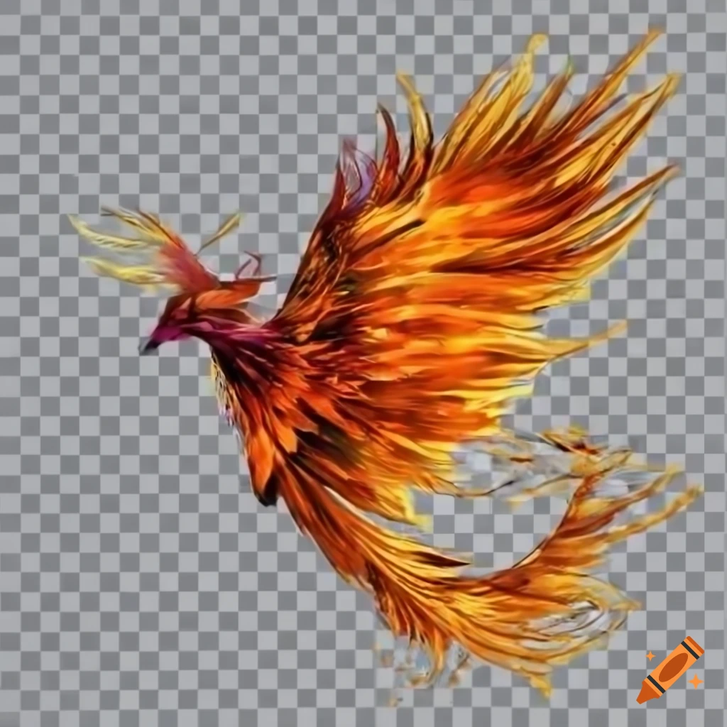 Majestic phoenix pokemon with green wings on transparent background on ...
