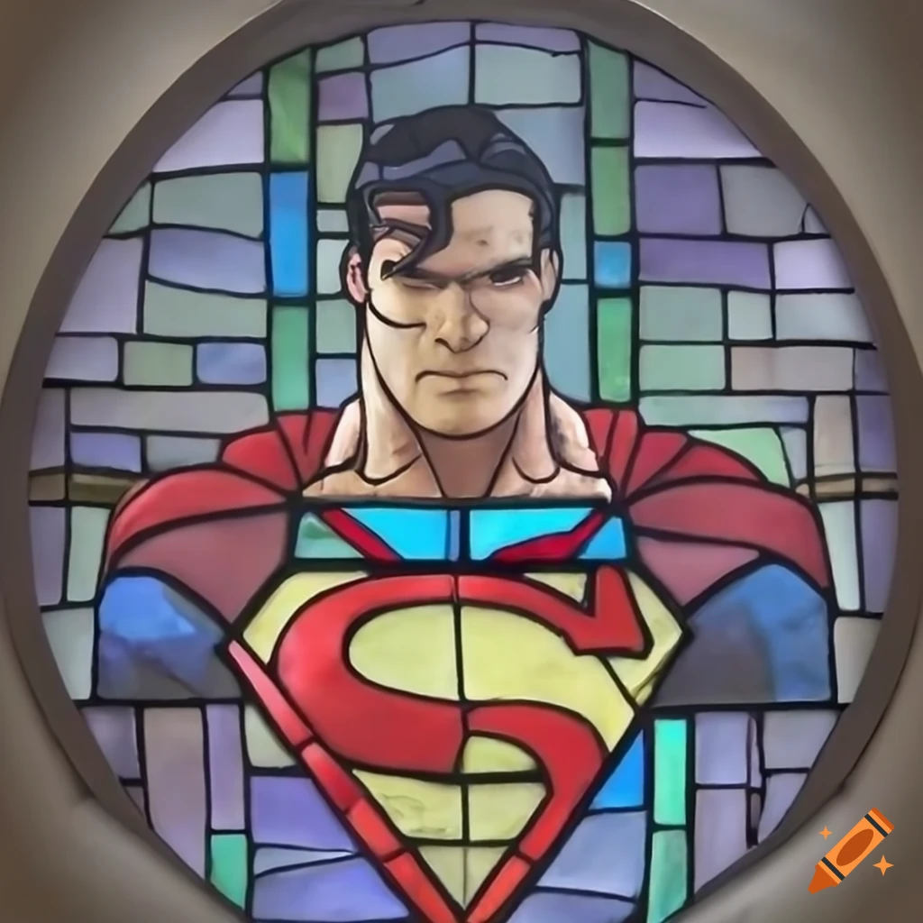 Stained glass windows with superman motif on Craiyon