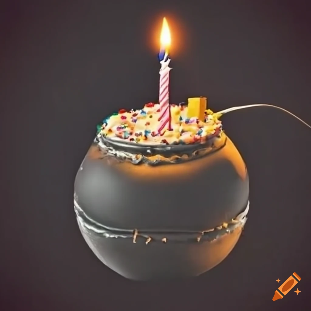 Birthday cake shaped bomb on Craiyon
