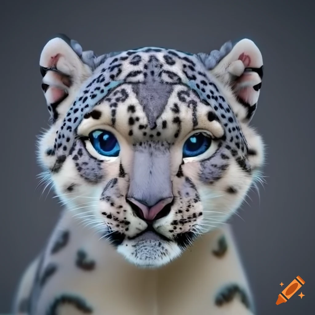 3d snow leopard with sanrio style