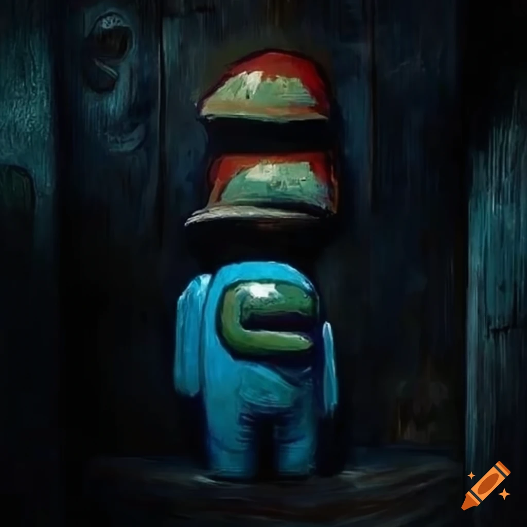 Van gogh-inspired artwork featuring among us characters on Craiyon