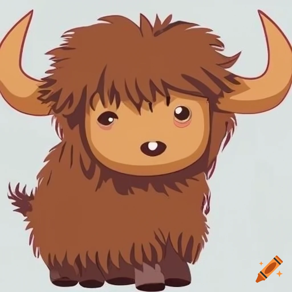 Cute yak clip art with thick borders