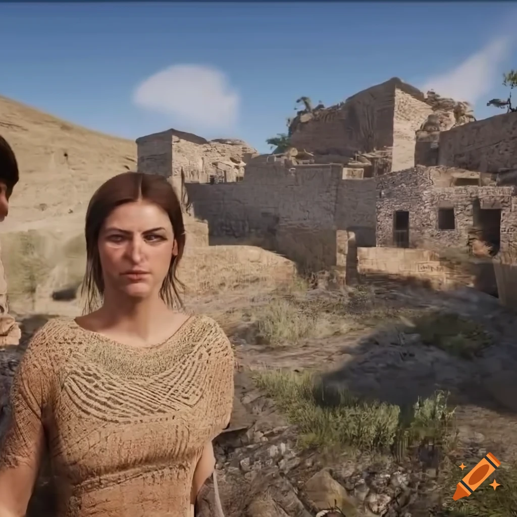 Portrait of a man and woman in etruscan-hittite clothing on Craiyon